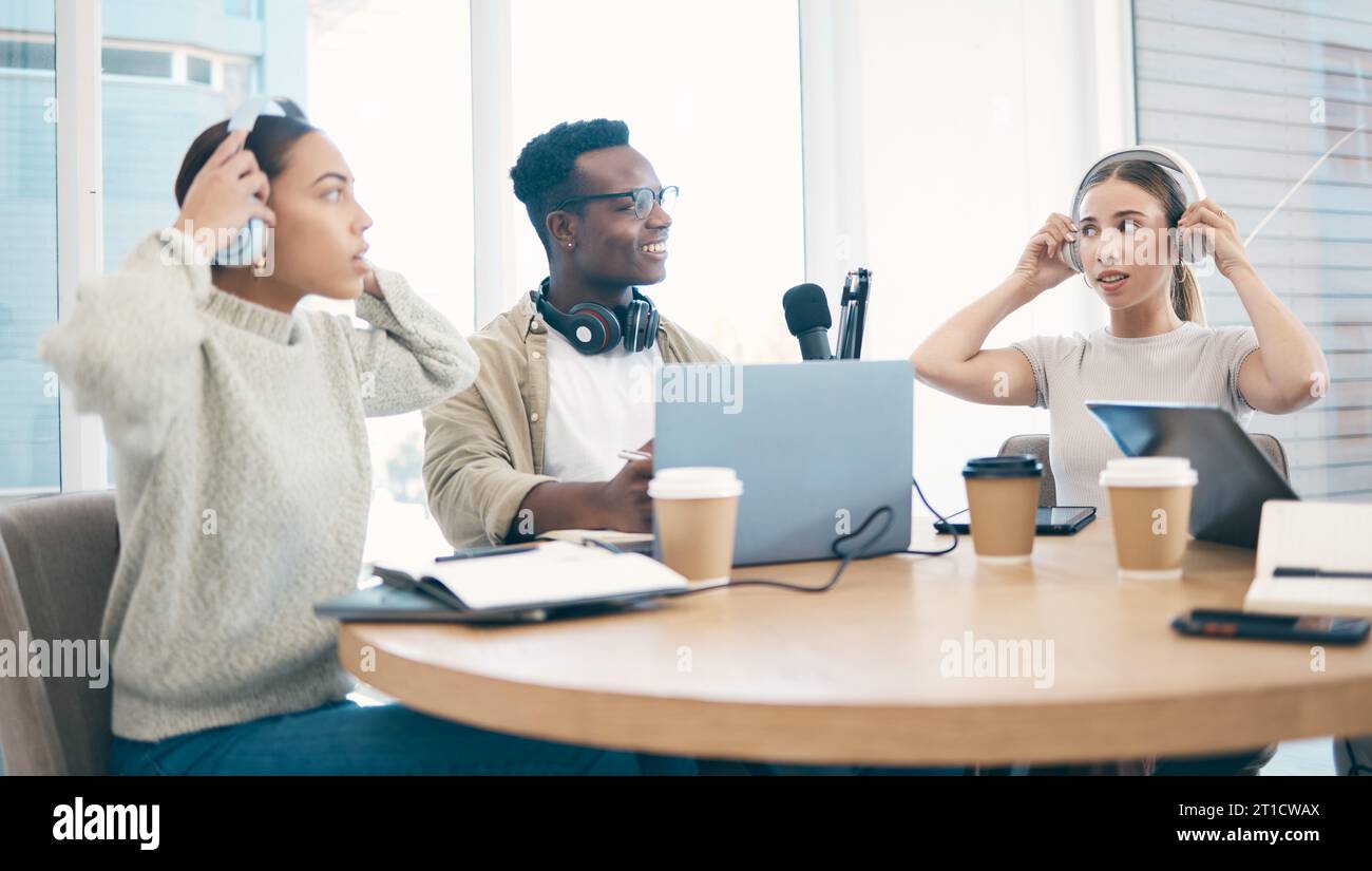 Communication, podcast speaker and group of people, speaker or ...