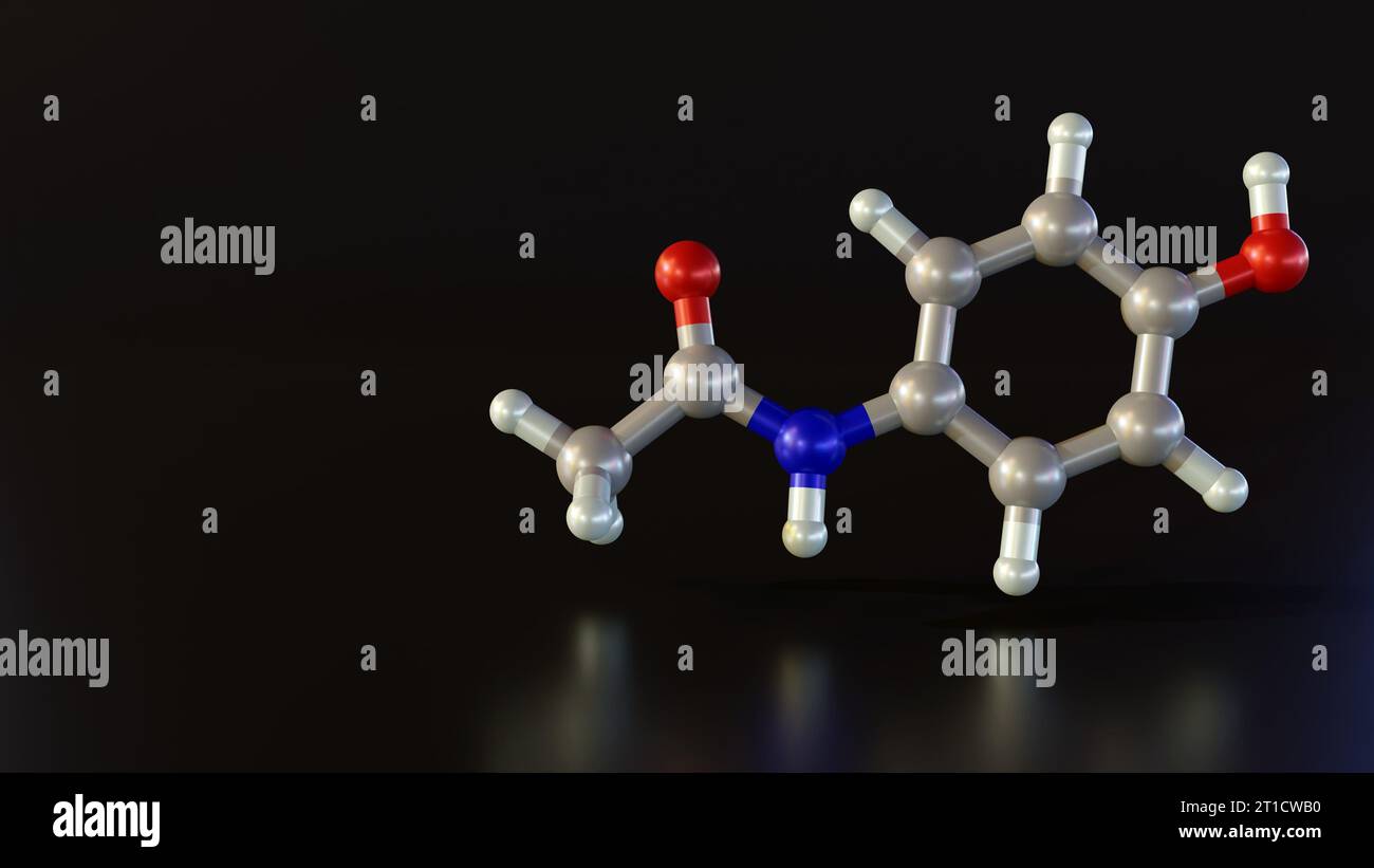 Isolated paracetamol molecule. paracetamol is an analgesic and ...