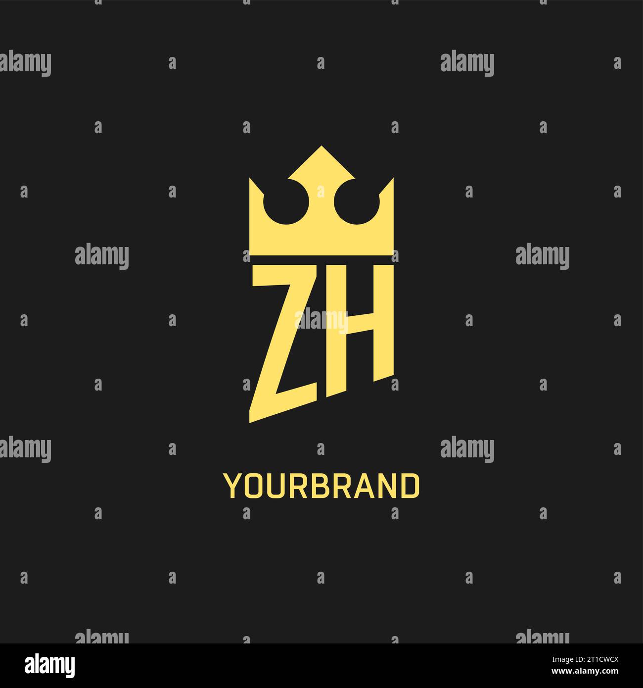 Monogram ZH logo shield crown shape, elegant and luxury initial logo ...