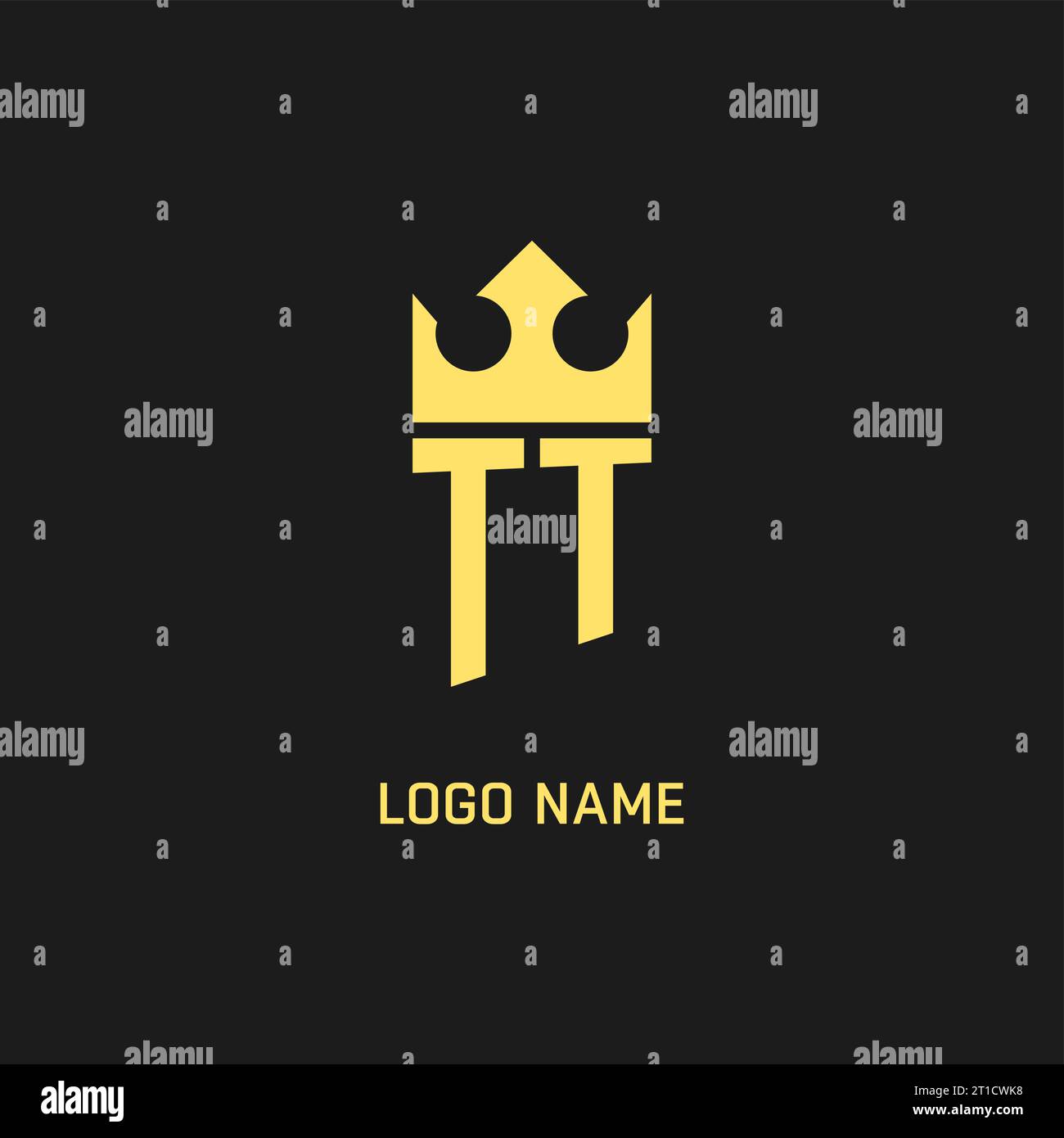 Monogram TT logo shield crown shape, elegant and luxury initial logo style vector graphic Stock ...