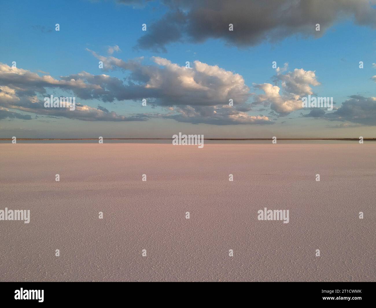 Aerial view of a pink salt lake. Azov Ukraine. Drone photo Stock Photo ...
