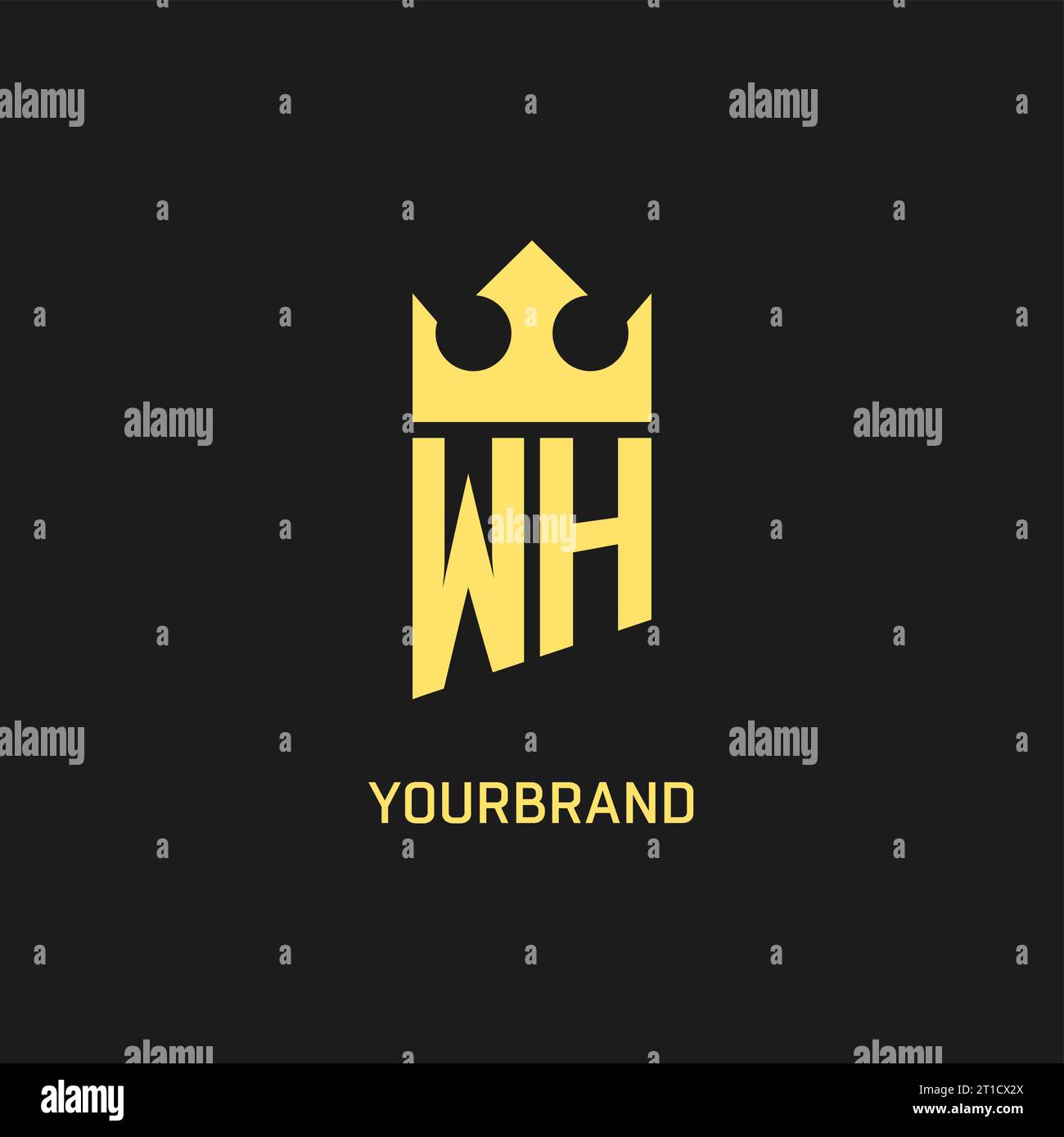 Monogram WH logo shield crown shape, elegant and luxury initial logo style vector graphic Stock ...