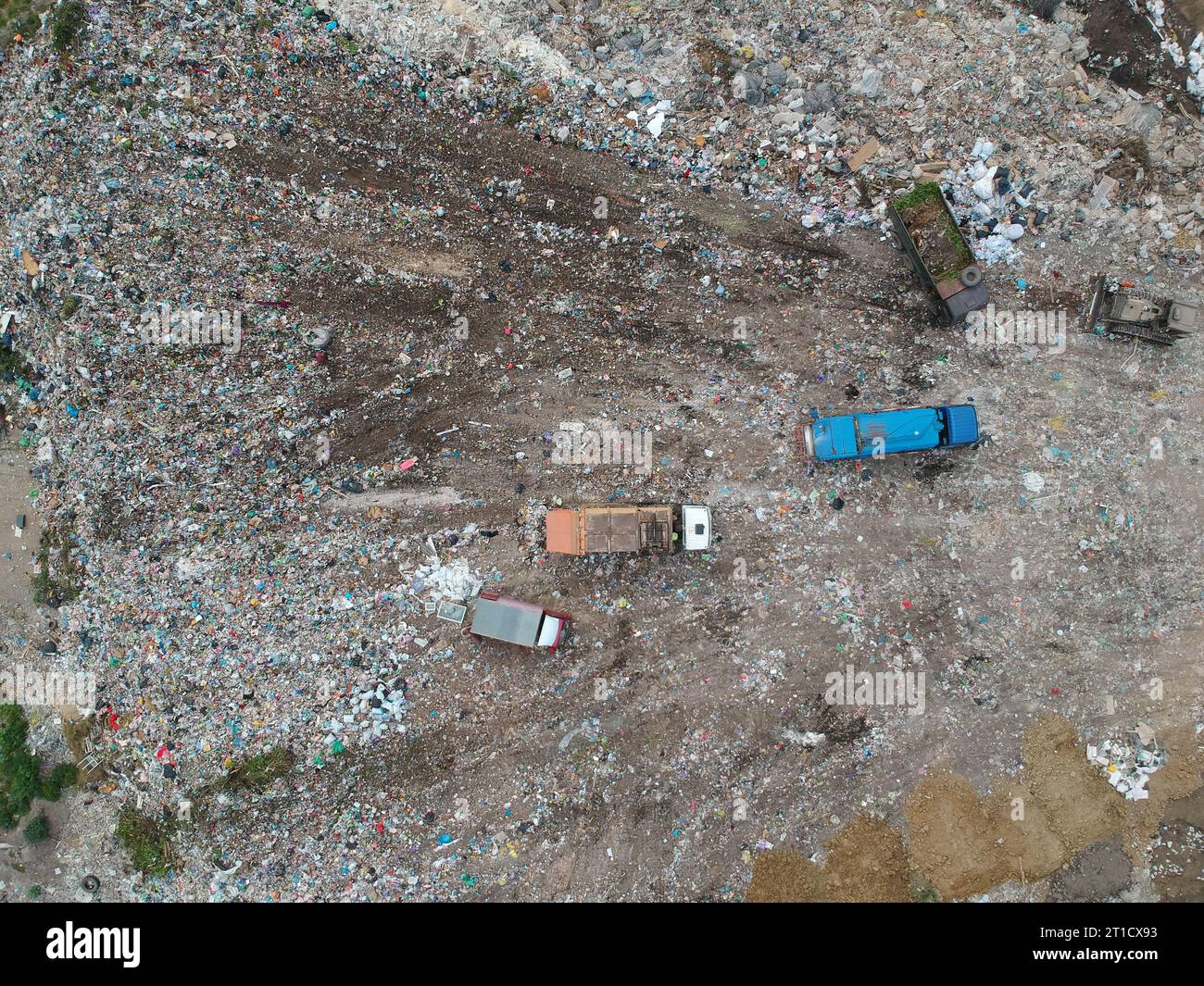Aerial view of landfill at the summer day. Drone photo Stock Photo - Alamy