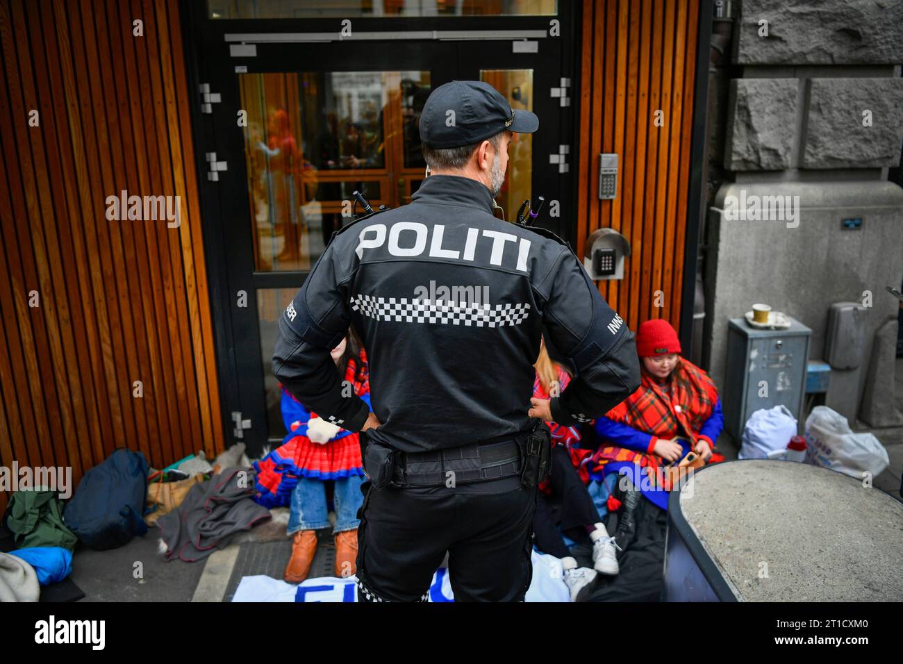 Oslo 20231013.The Fosen activist before they where carried away by the ...