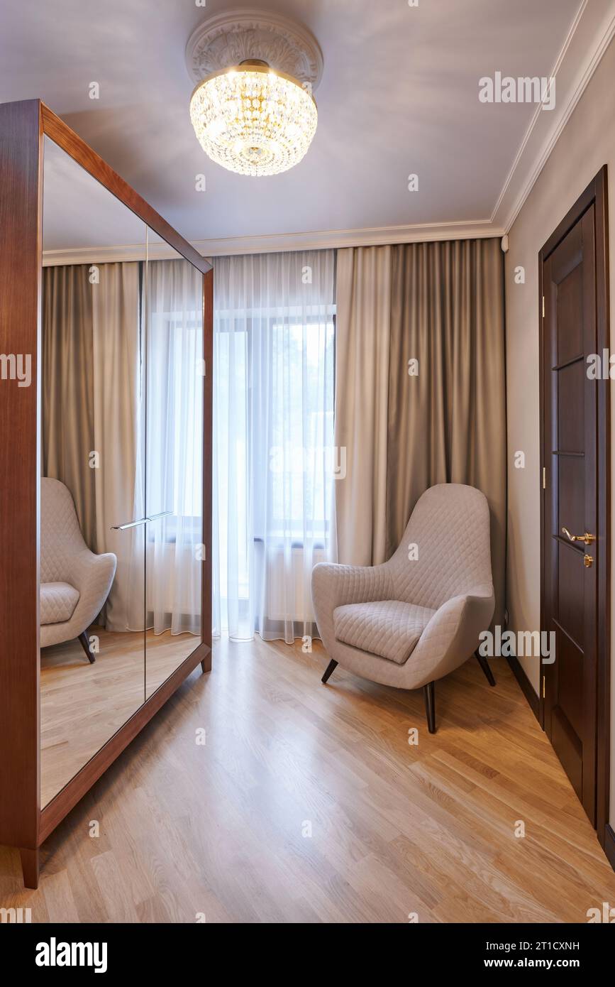 modern living room with modern chair and sofa. Real photo Stock Photo ...