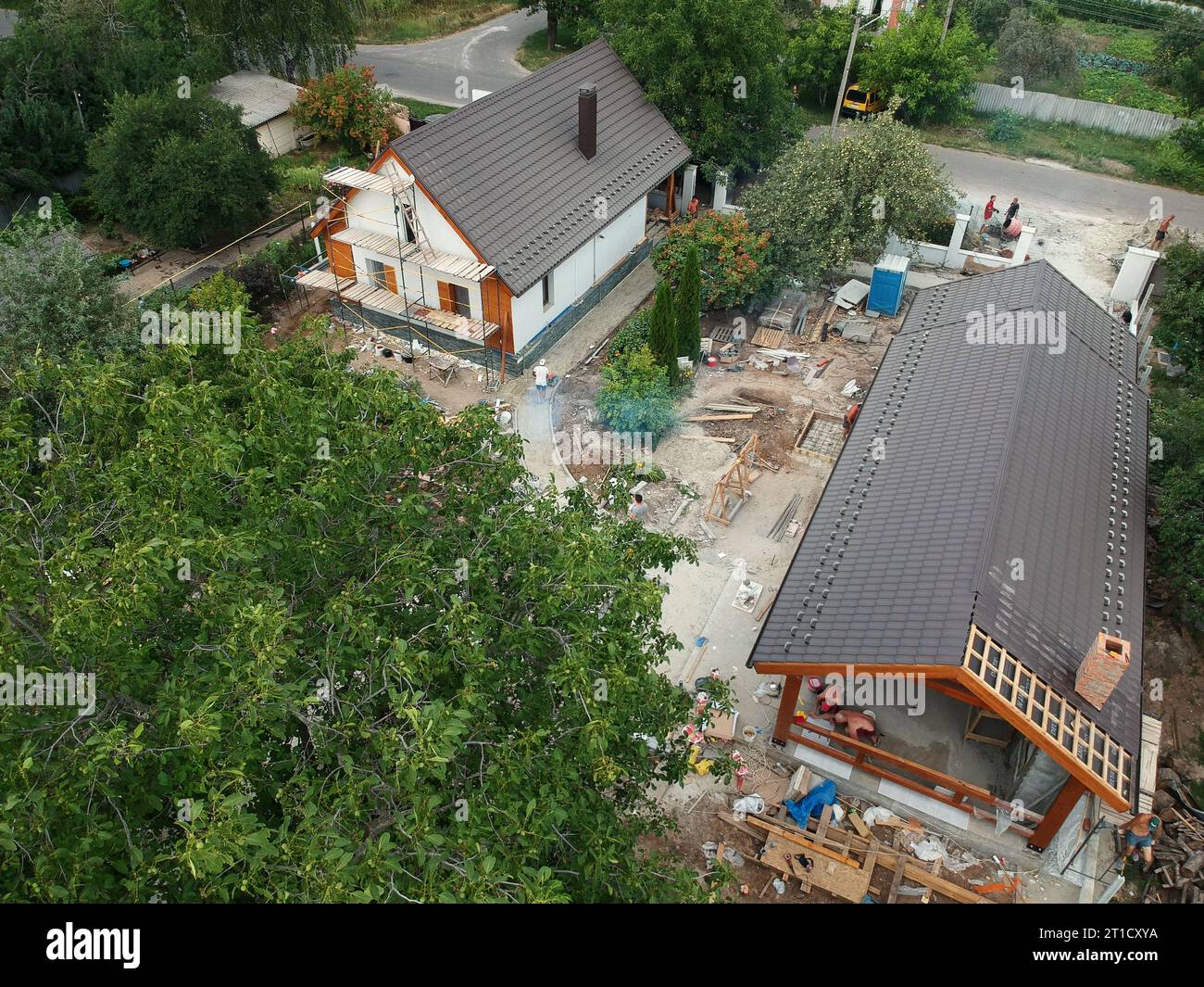 New private housing development construction in rural countryside ...