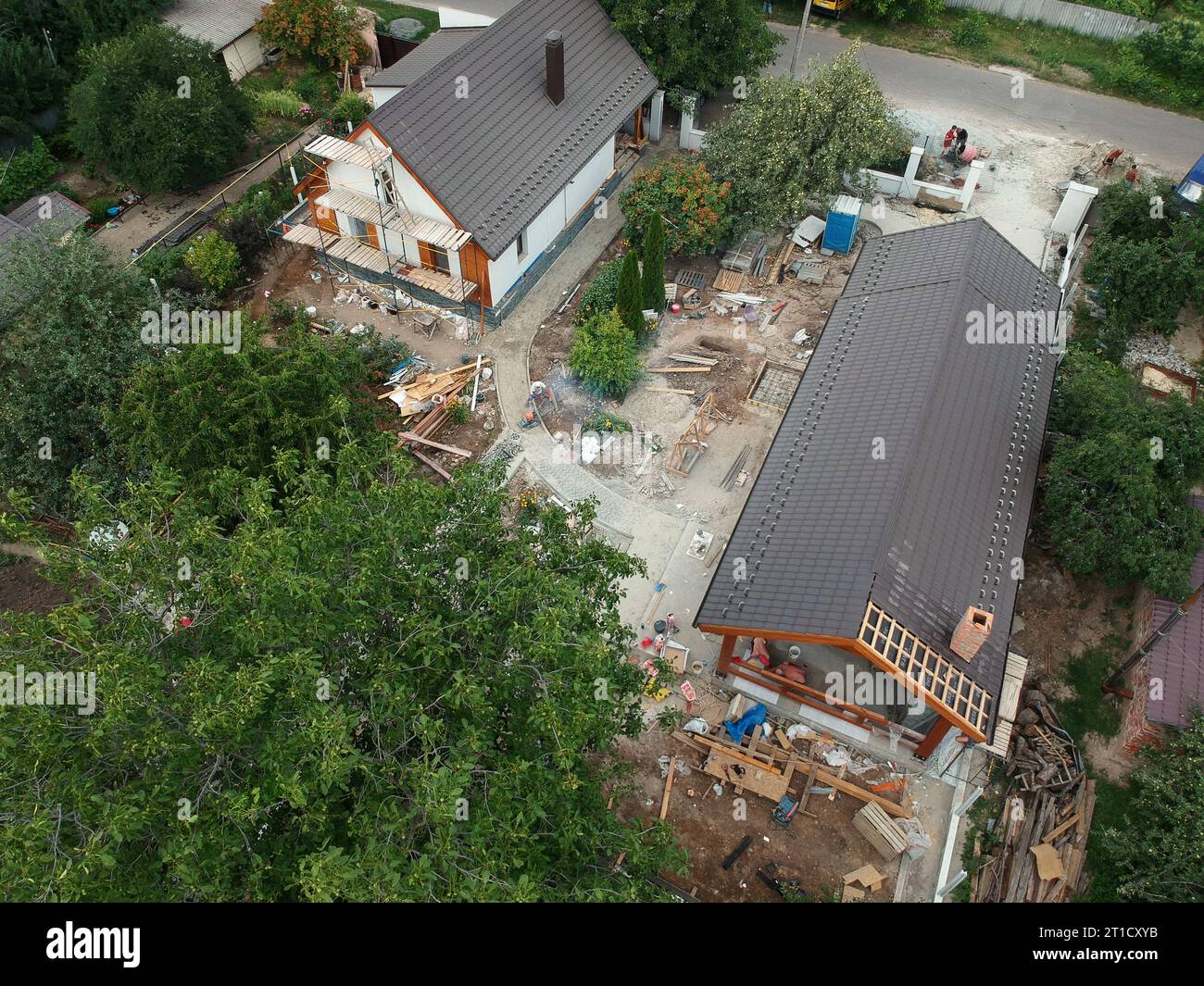 New private housing development construction in rural countryside ...