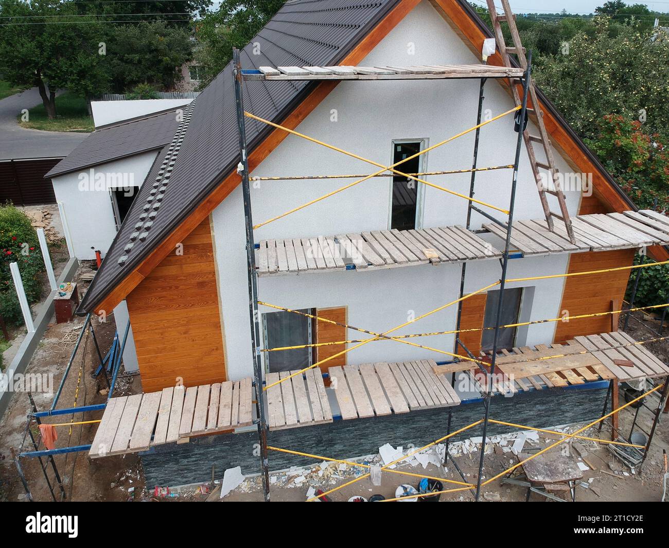 New private housing development construction in rural countryside ...