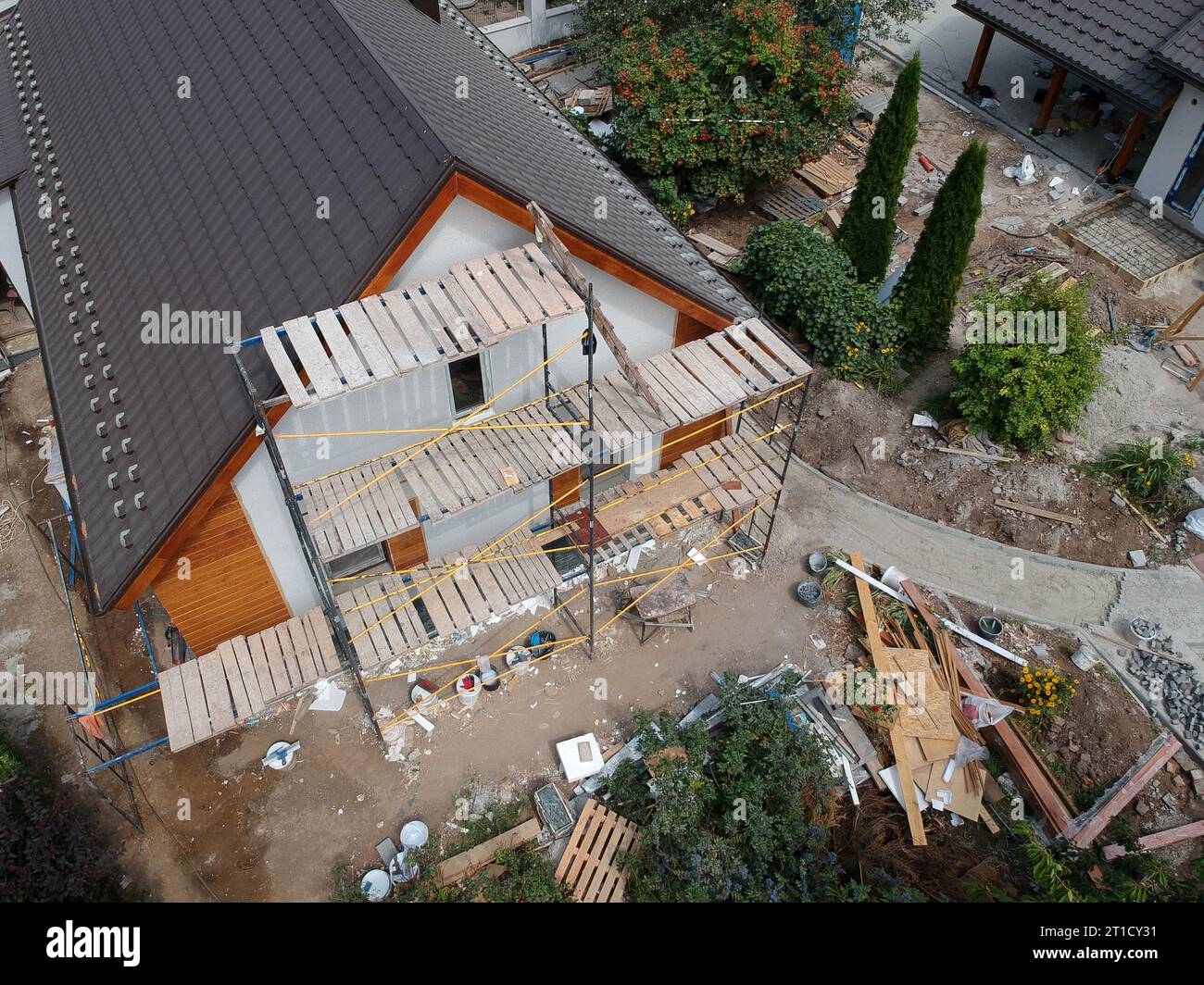 New private housing development construction in rural countryside ...