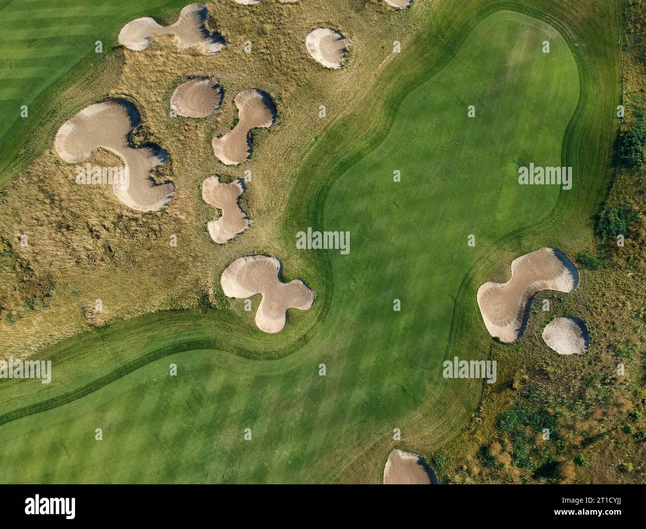 Aerial view of the green grass of the golf course. Top view Stock Photo ...