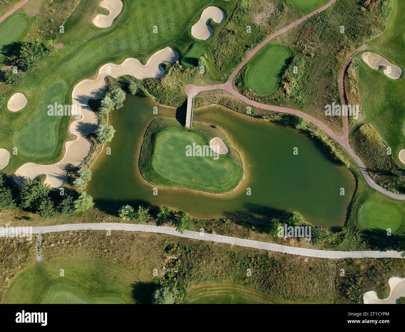 Aerial view of the green grass of the golf course. Top view Stock Photo ...