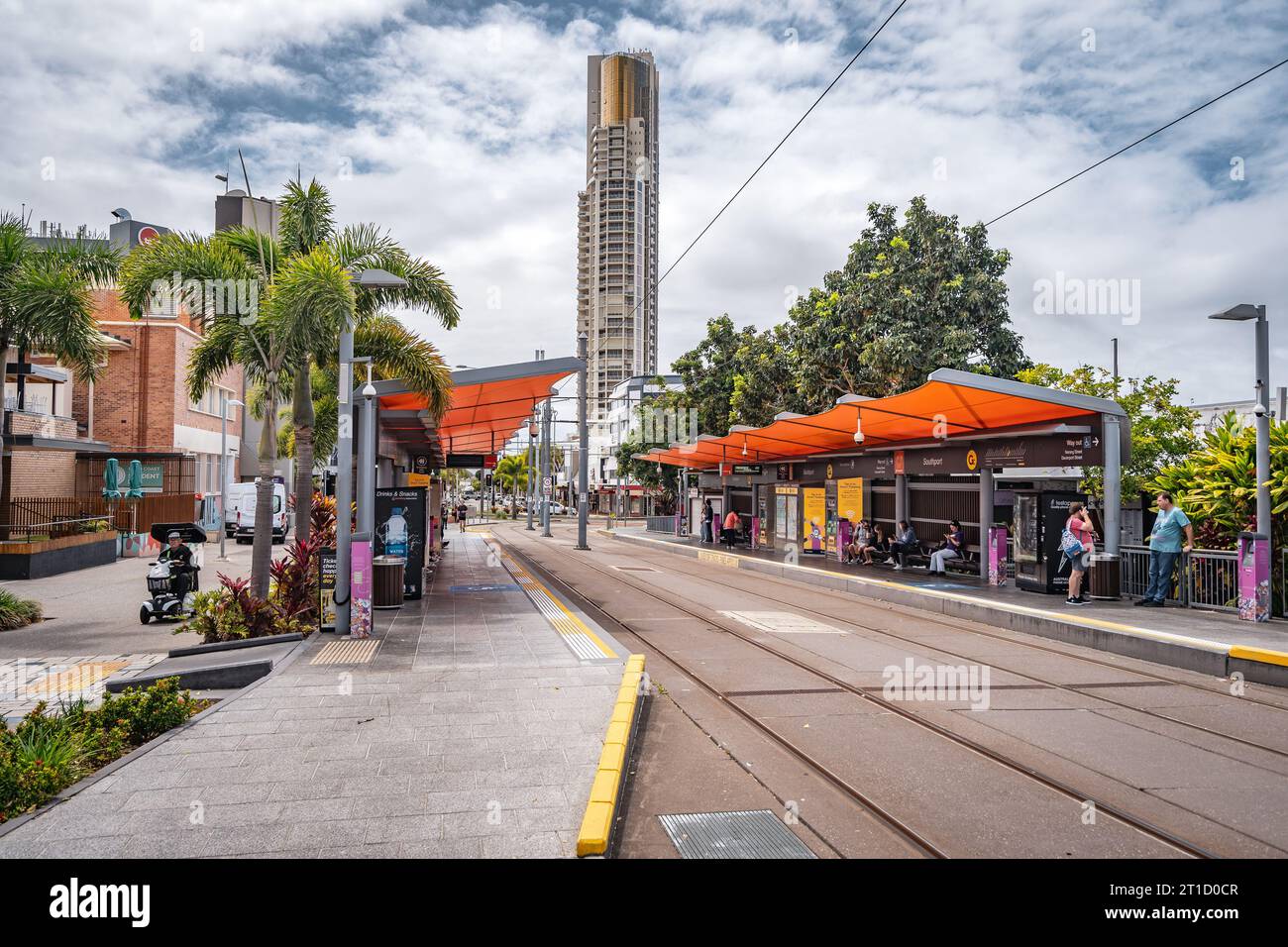 Gold Coast, Queensland, Australia - Modern tram stop in Southport Stock ...