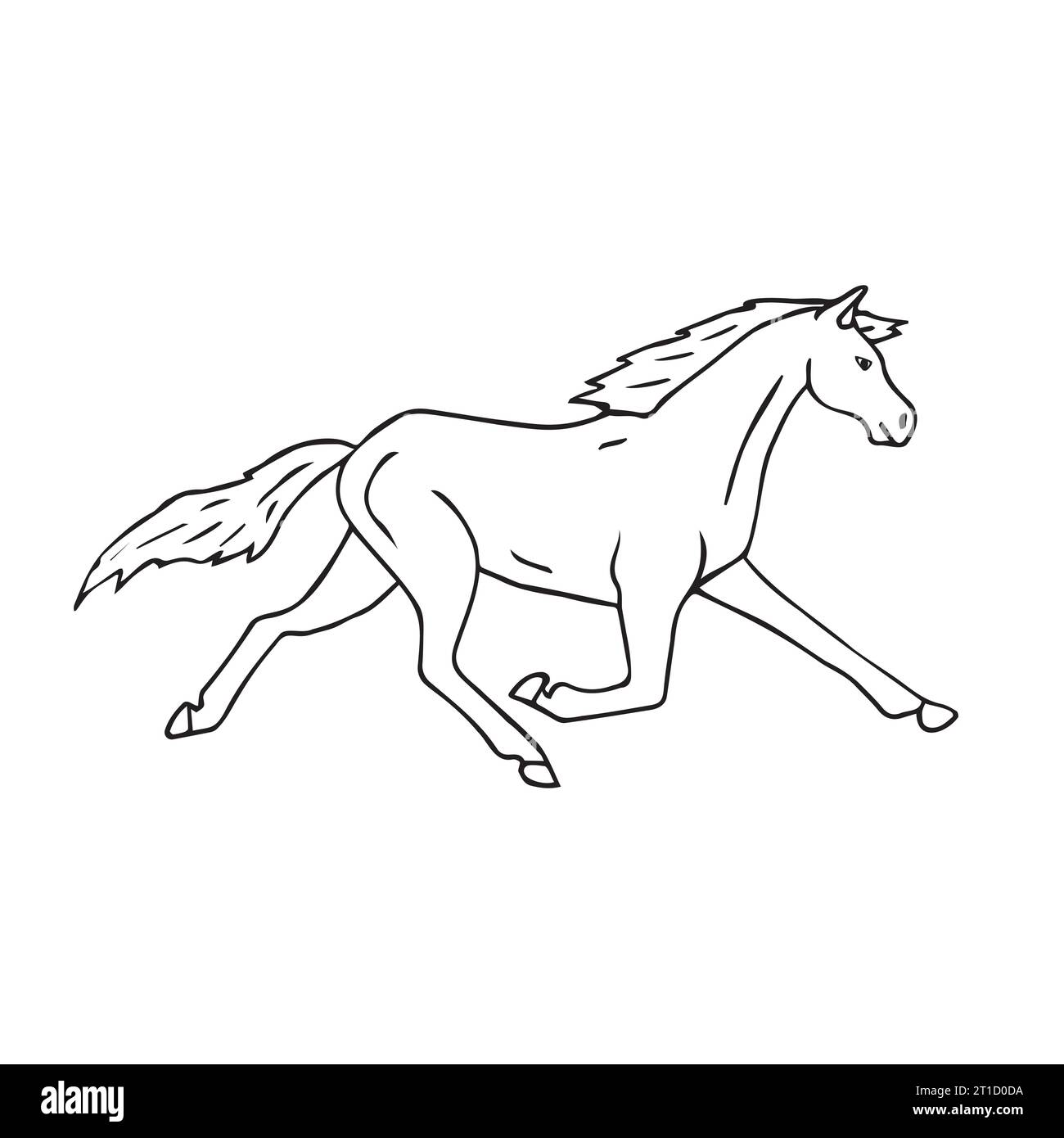 Vector hand drawn doodle sketch trotter horse isolated on white ...