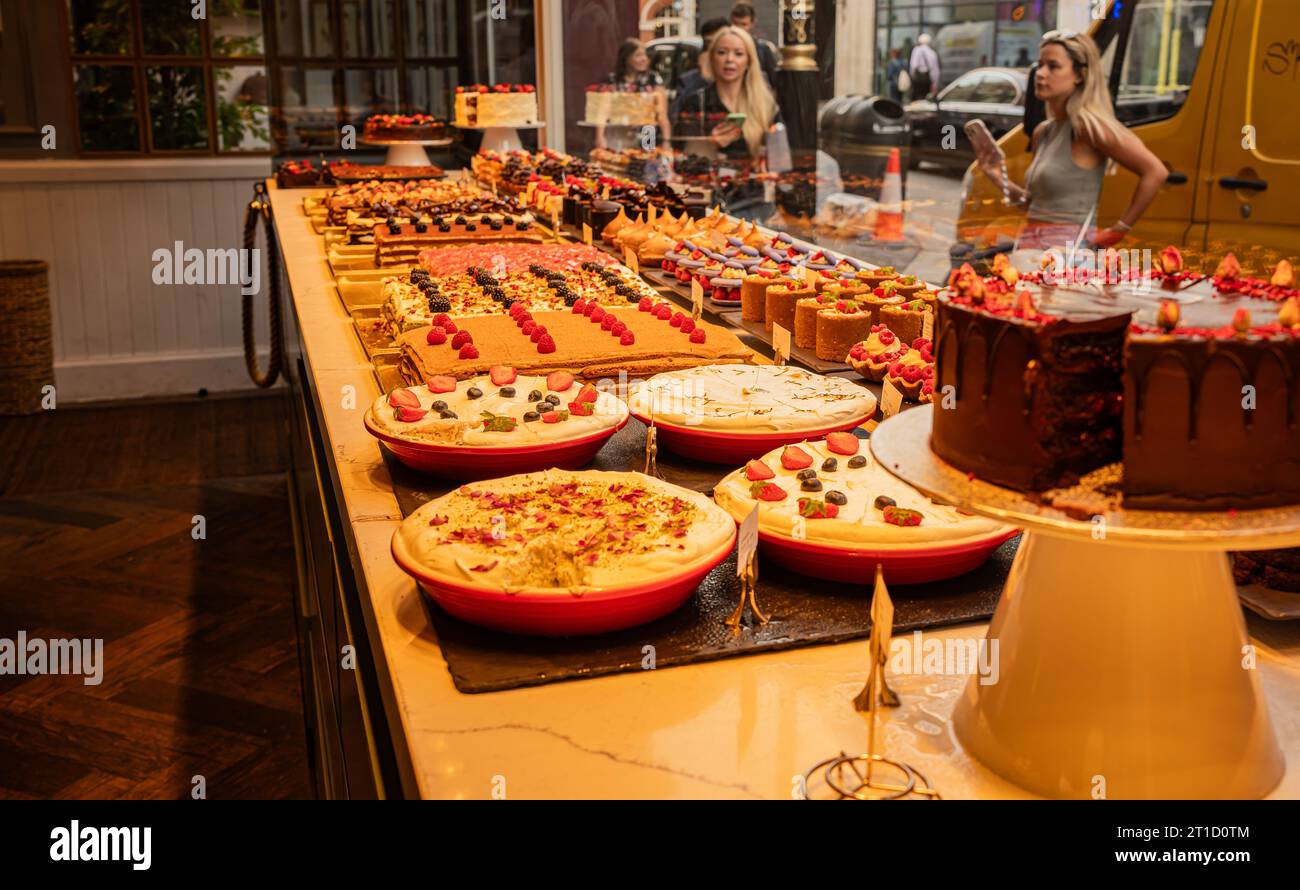 London, England - October 10, 2023: Upscale cafe with beautiful ...