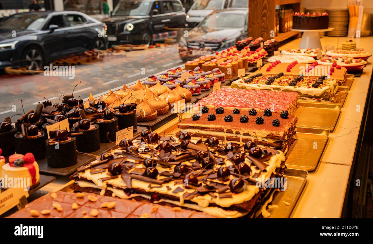 London, England - October 10, 2023: Upscale cafe with beautiful ...