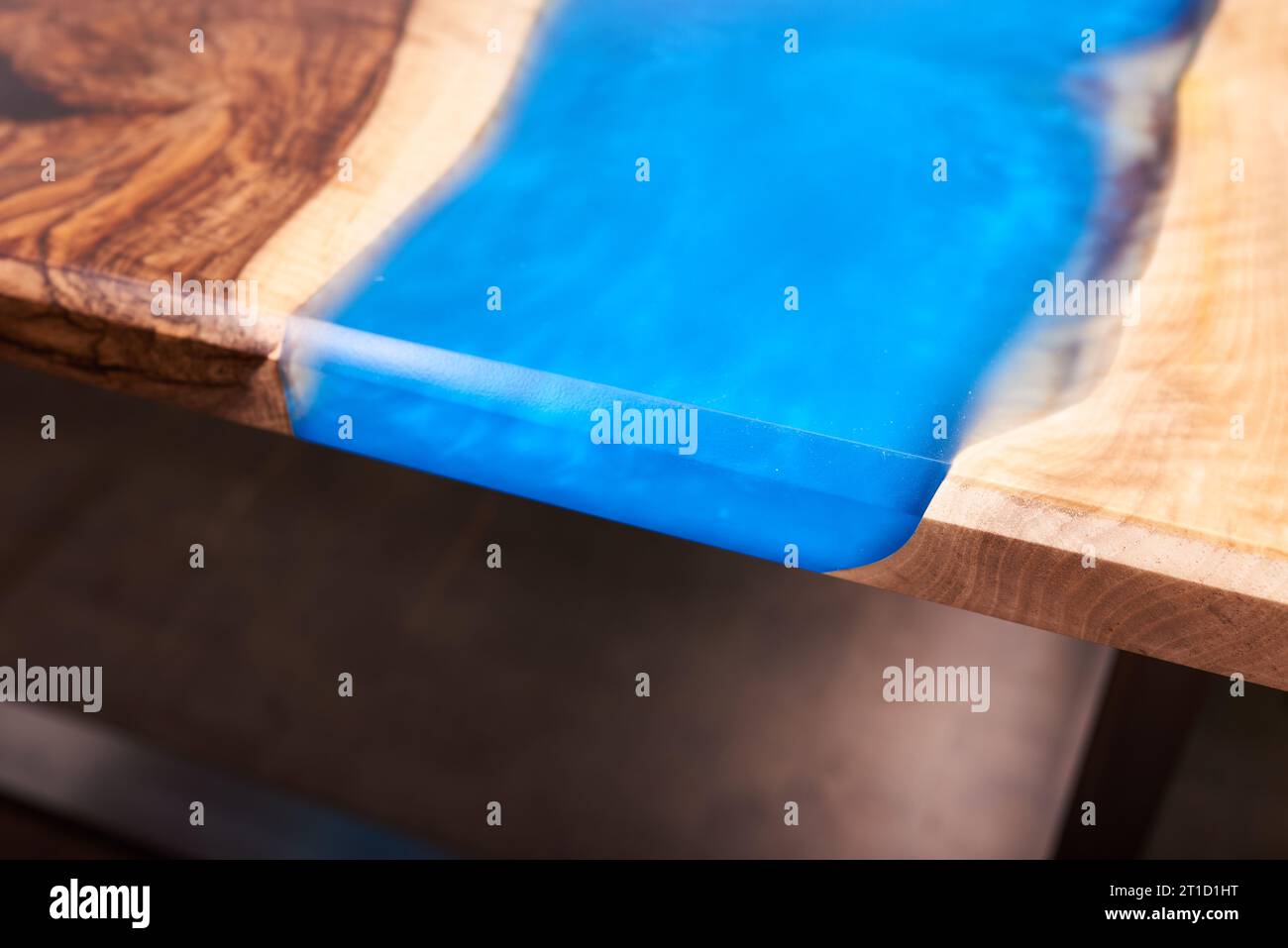 Texture of a wooden table with epoxy resin. nobody Stock Photo - Alamy