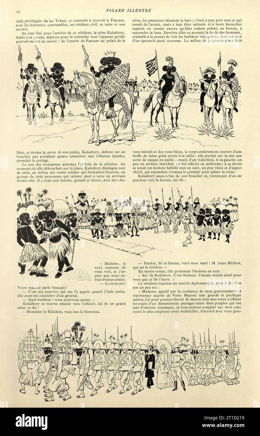 Vintage French cartoon, In the Land of Chad, Au Pays de Tchad, Par ...