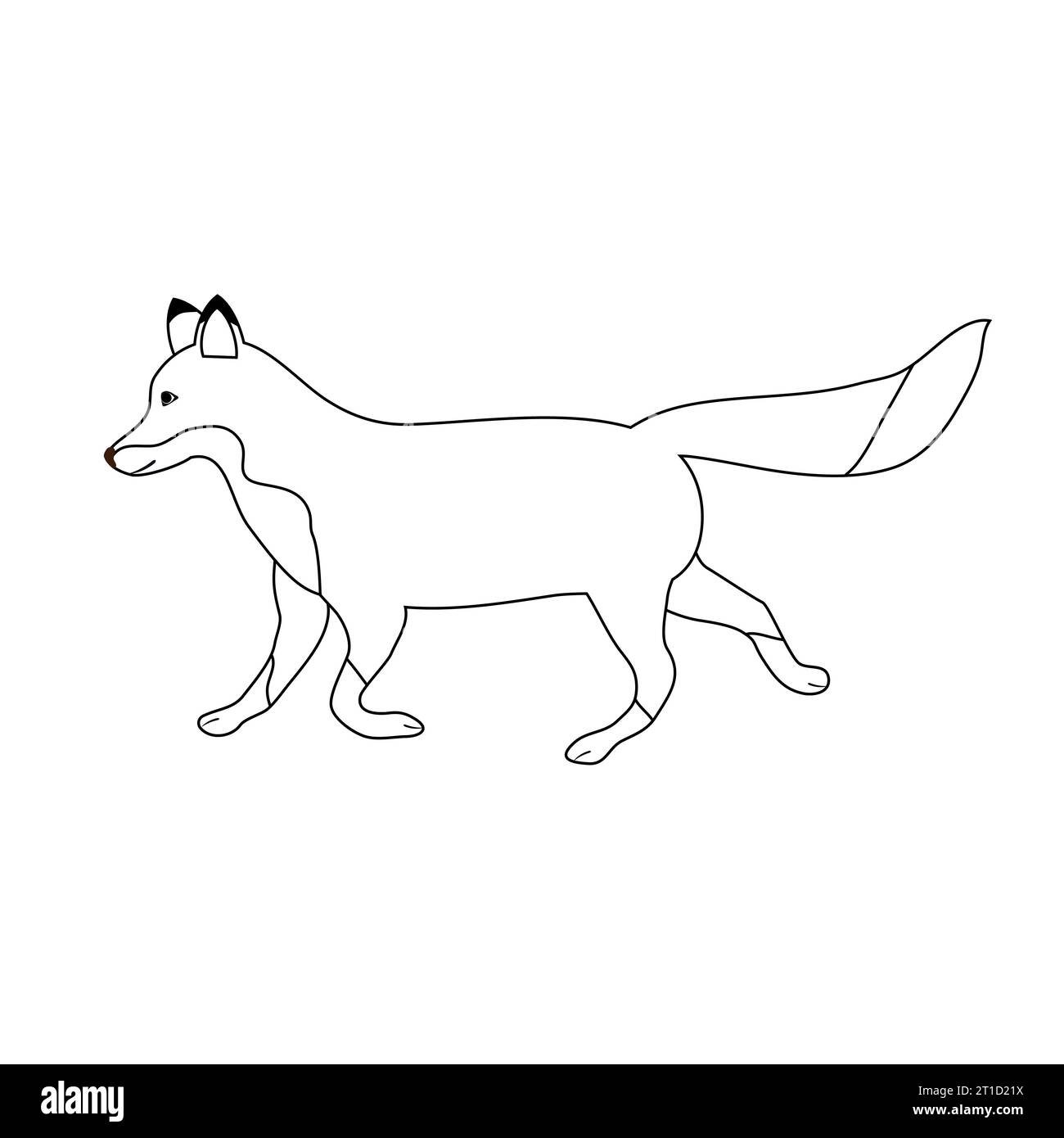 Vector hand drawn flat outline fox isolated on white background Stock ...