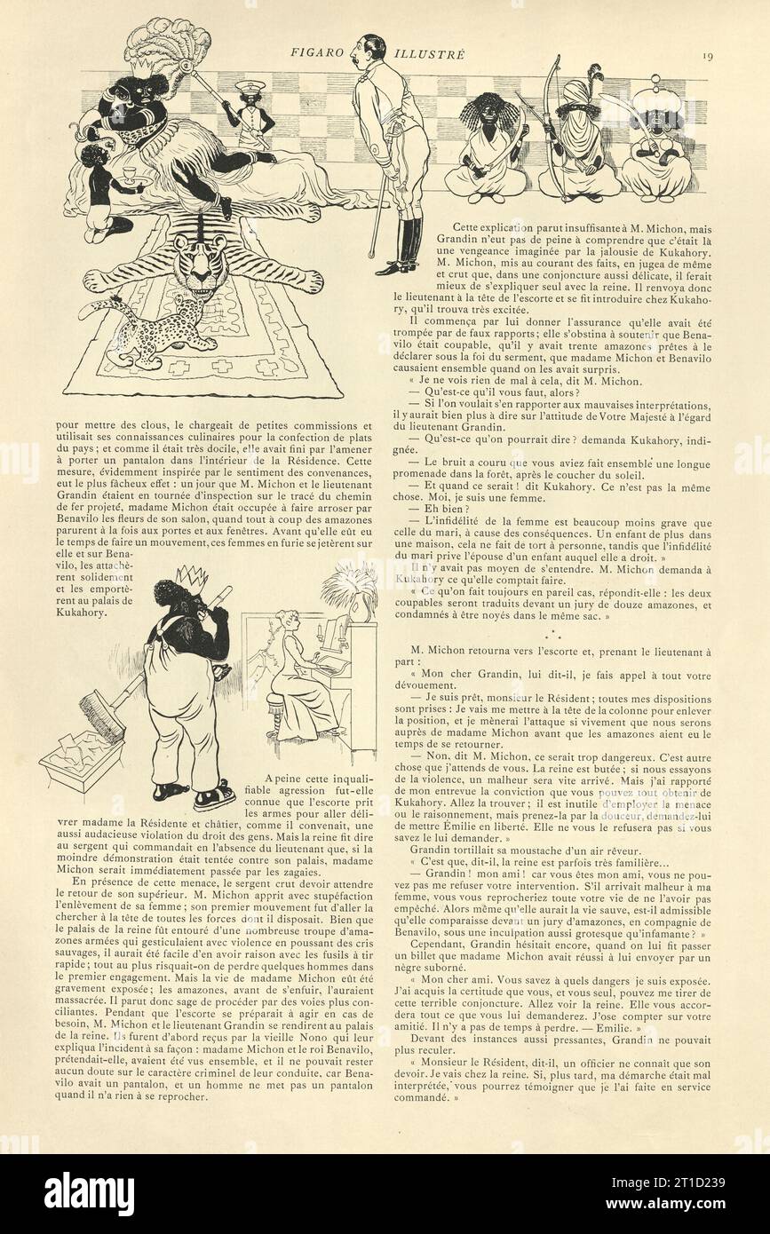 Vintage French cartoon, In the Land of Chad, Au Pays de Tchad, Par ...