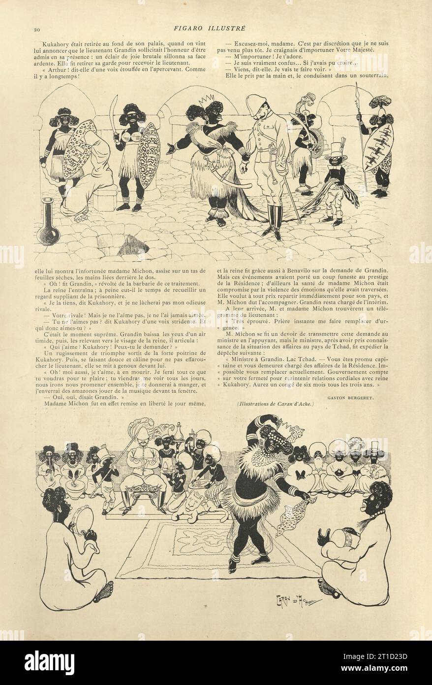 Vintage French cartoon, In the Land of Chad, Au Pays de Tchad, Par ...