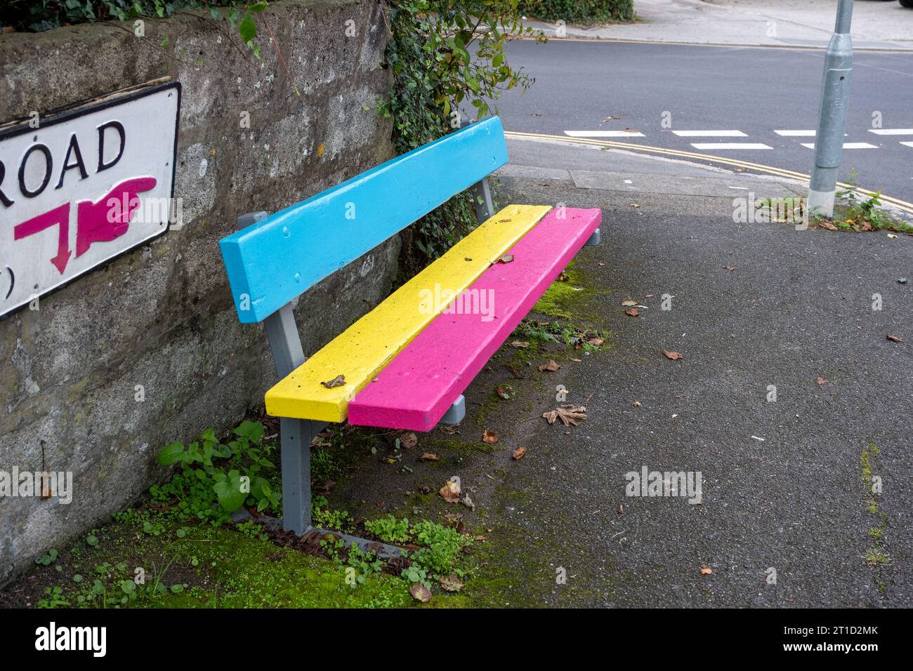 Colorful painted bench Stock Photo - Alamy