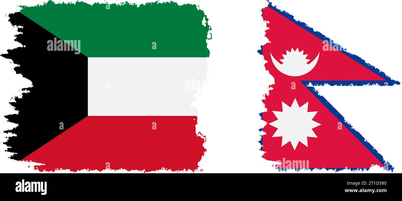 Nepal and Kuwait grunge flags connection, vector Stock Vector Image ...