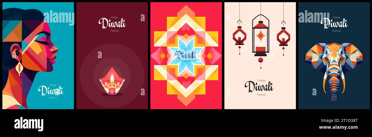 Indian holiday Happy Diwali poster. Deepavali India festival of lights ...