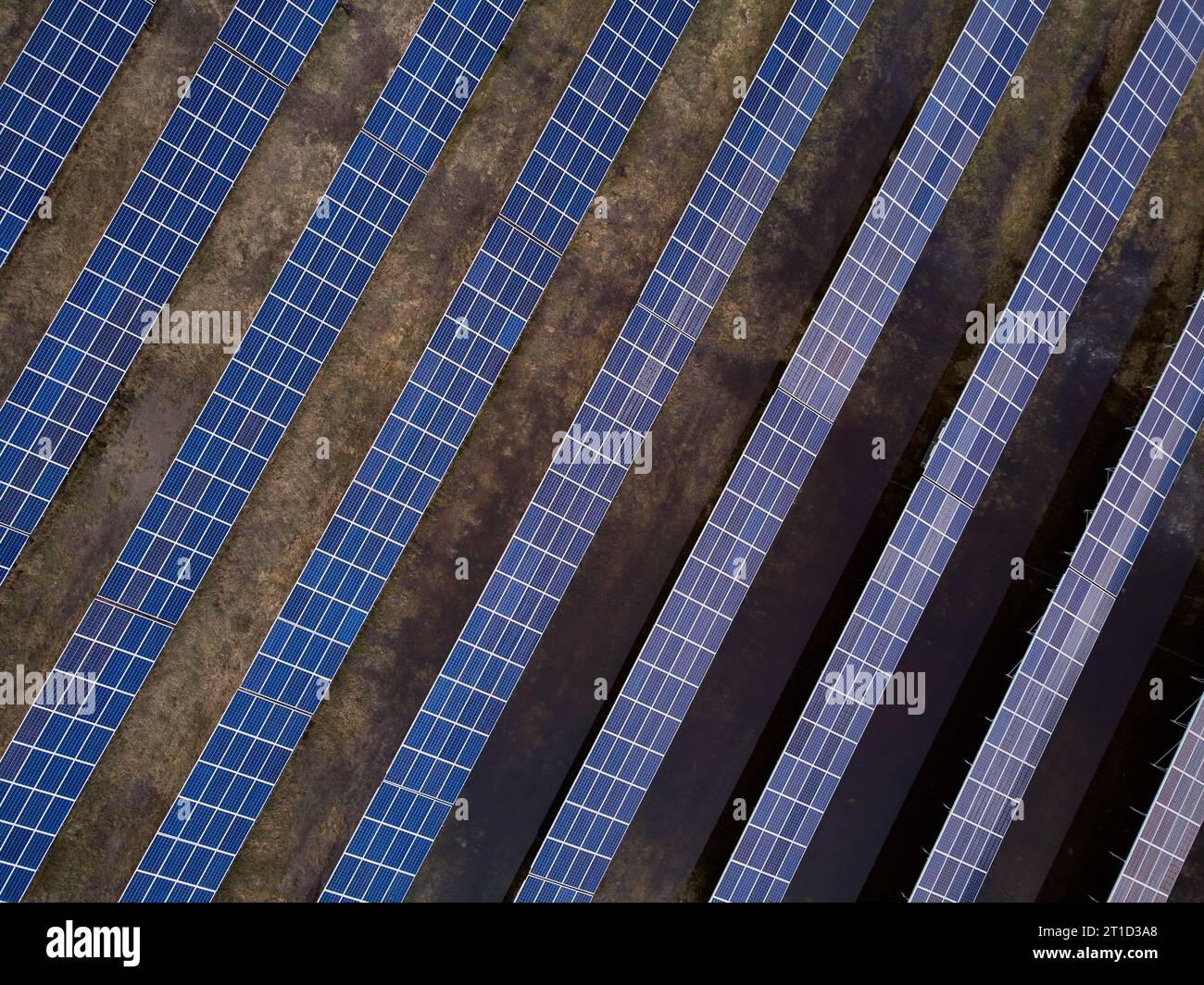 Aerial view of solar power station in the field for generation power ...