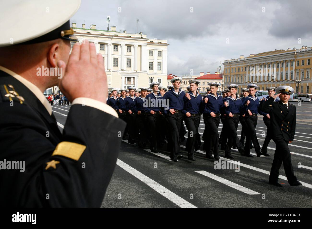 Military march at the Palace Square Dvortsovaya Polshchad, St ...
