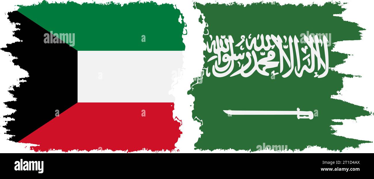 Saudi Arabia and Kuwait grunge flags connection, vector Stock Vector ...