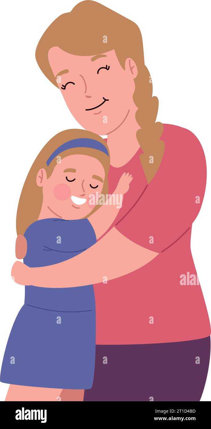 Mother Hugging Daughter Illustration Stock Vector Image And Art Alamy