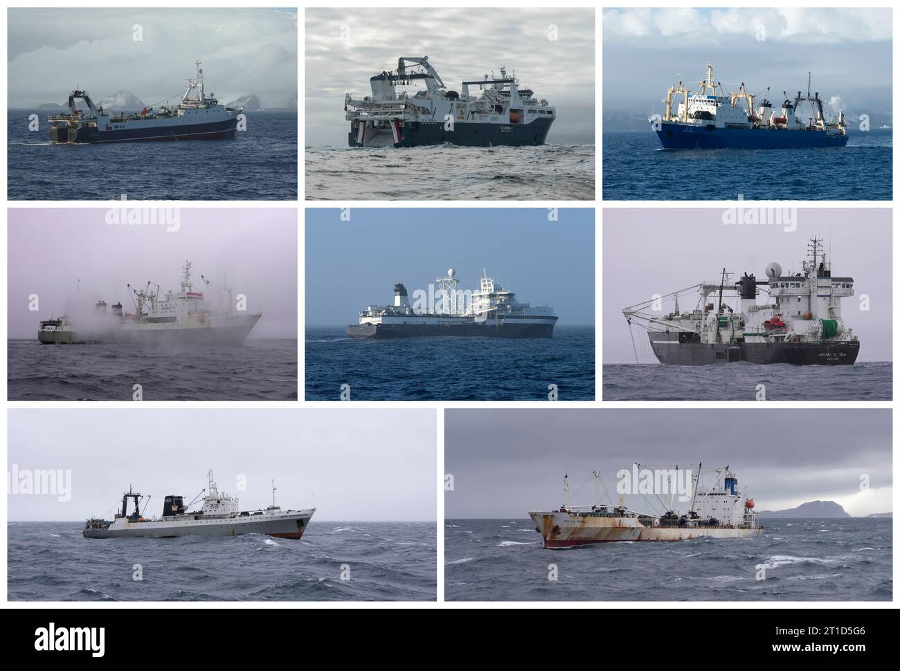 This combination of March 2023 photos shows ships involved in krill ...