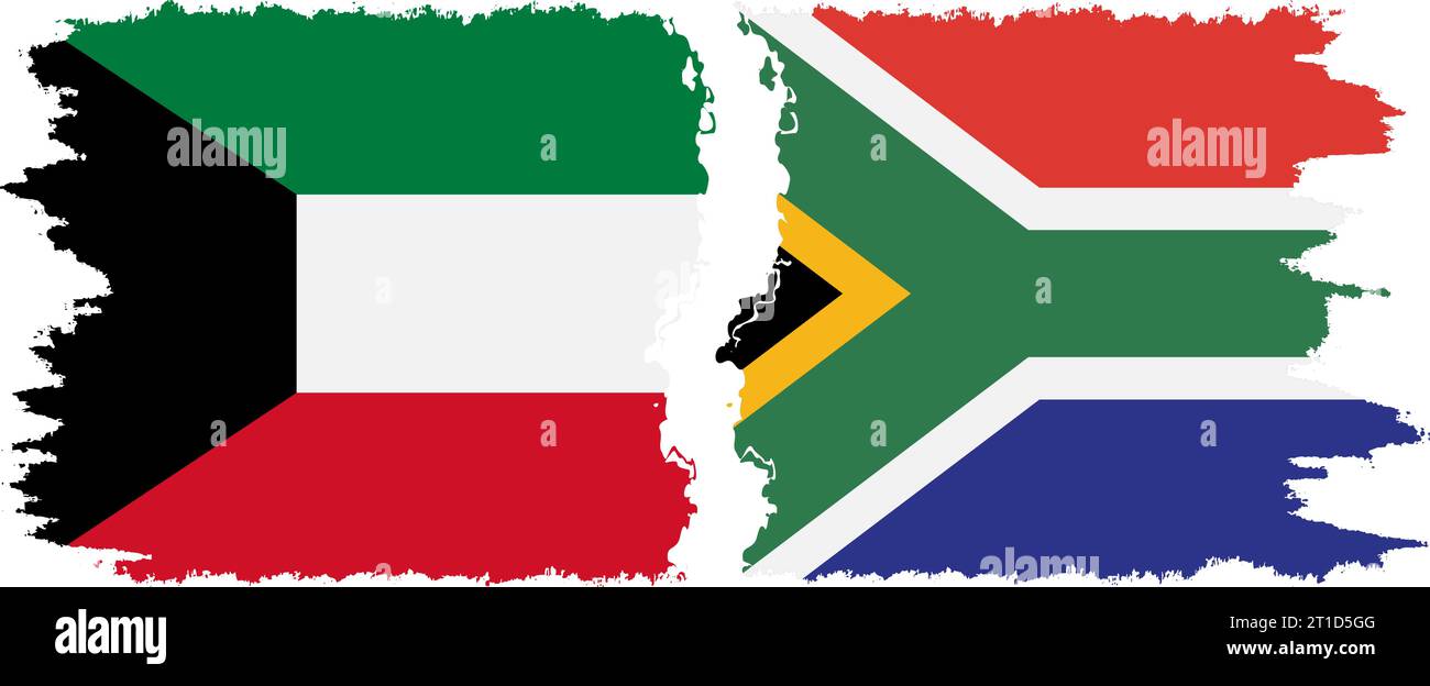 South Africa and Kuwait grunge flags connection, vector Stock Vector ...