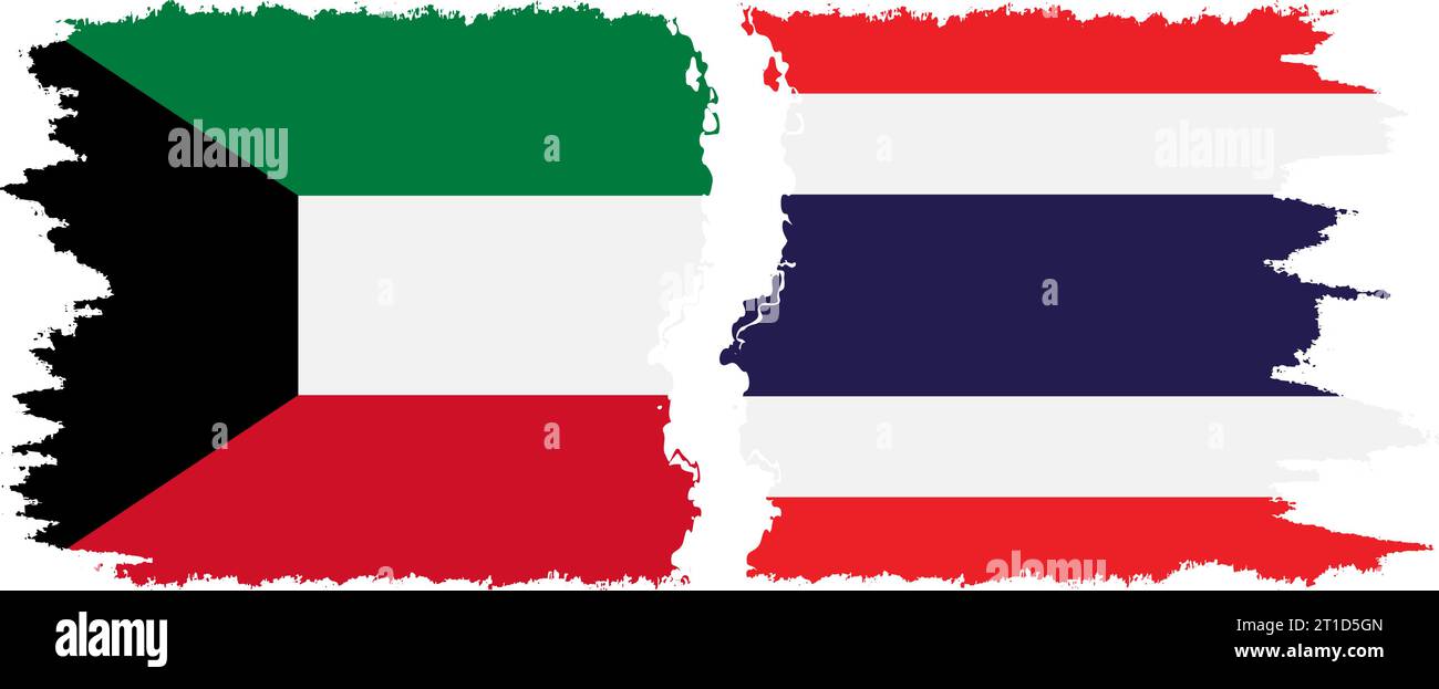 Thailand and Kuwait grunge flags connection, vector Stock Vector Image ...