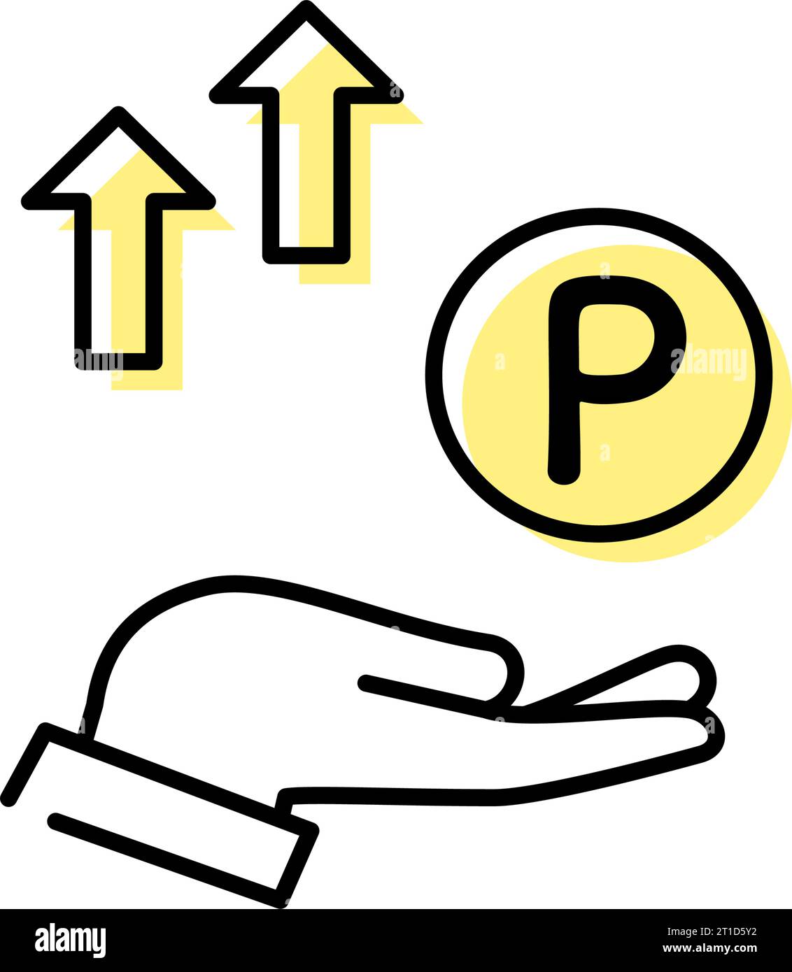 Icon with rewards points profit, simple line drawing illustration ...