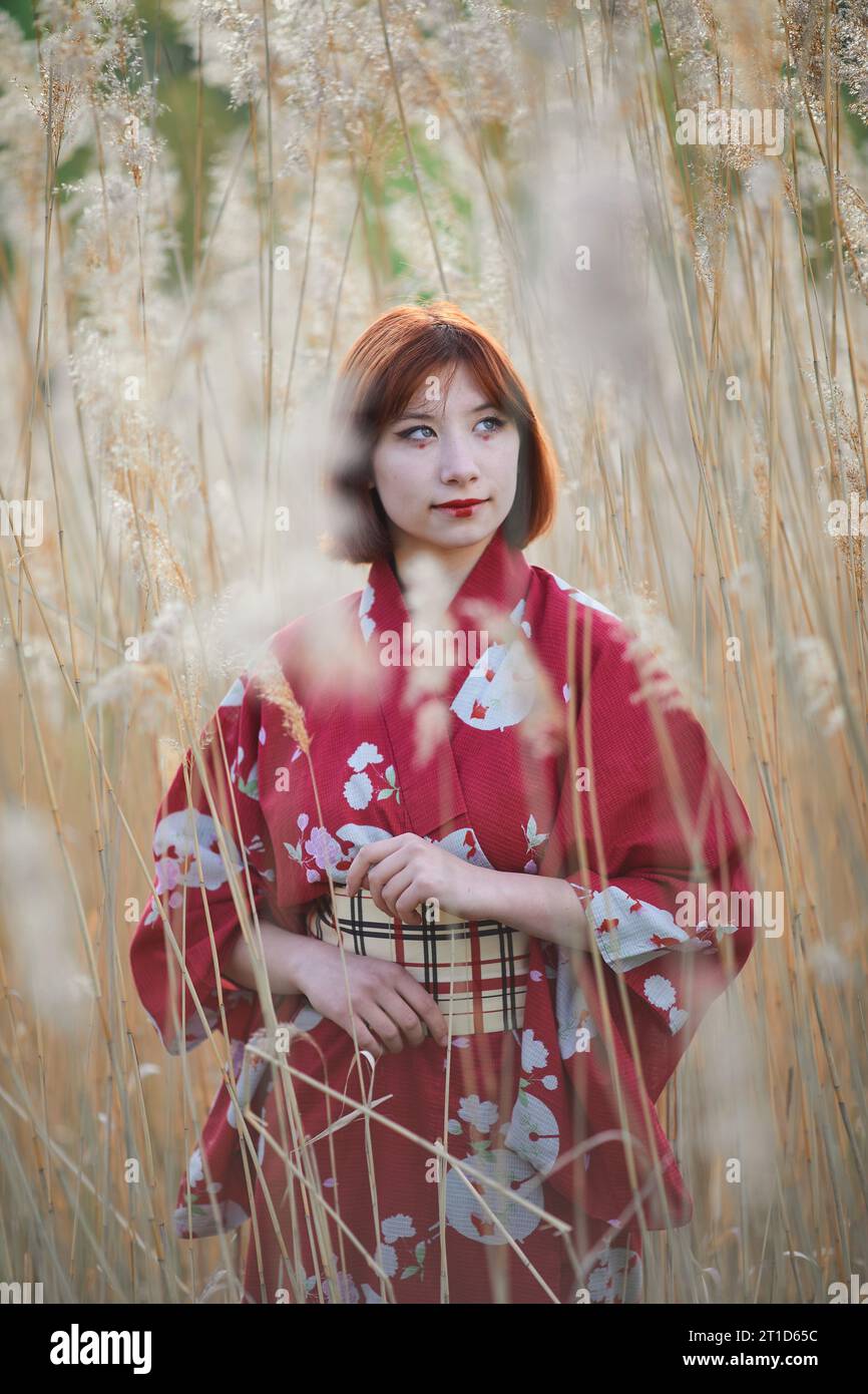 Smiling girl with red lipstick hi-res stock photography and images - Alamy