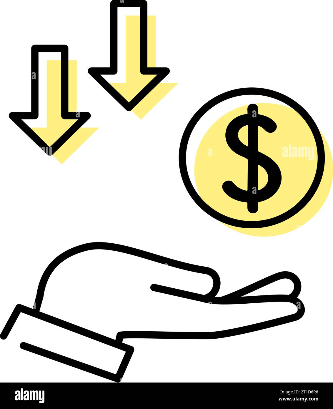 Icon of lossable foreign currency investment, simple line drawing ...