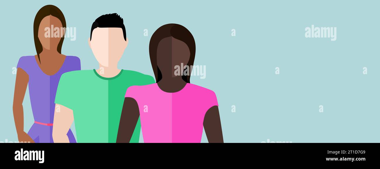 Group of multicultural people both male and female standing in line ...