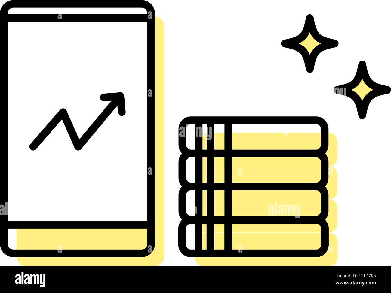 Image of profitable investment, smartphone chart and coin icon, simple ...