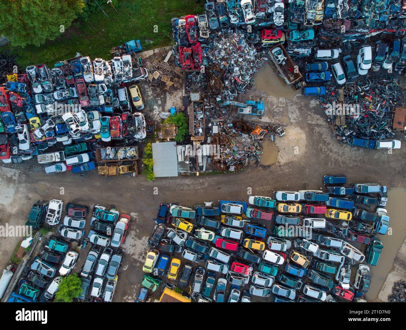 Aerial top view of the big car dump Stock Photo - Alamy