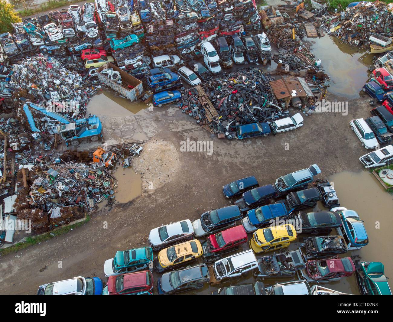 Aerial top view of the big car dump Stock Photo - Alamy