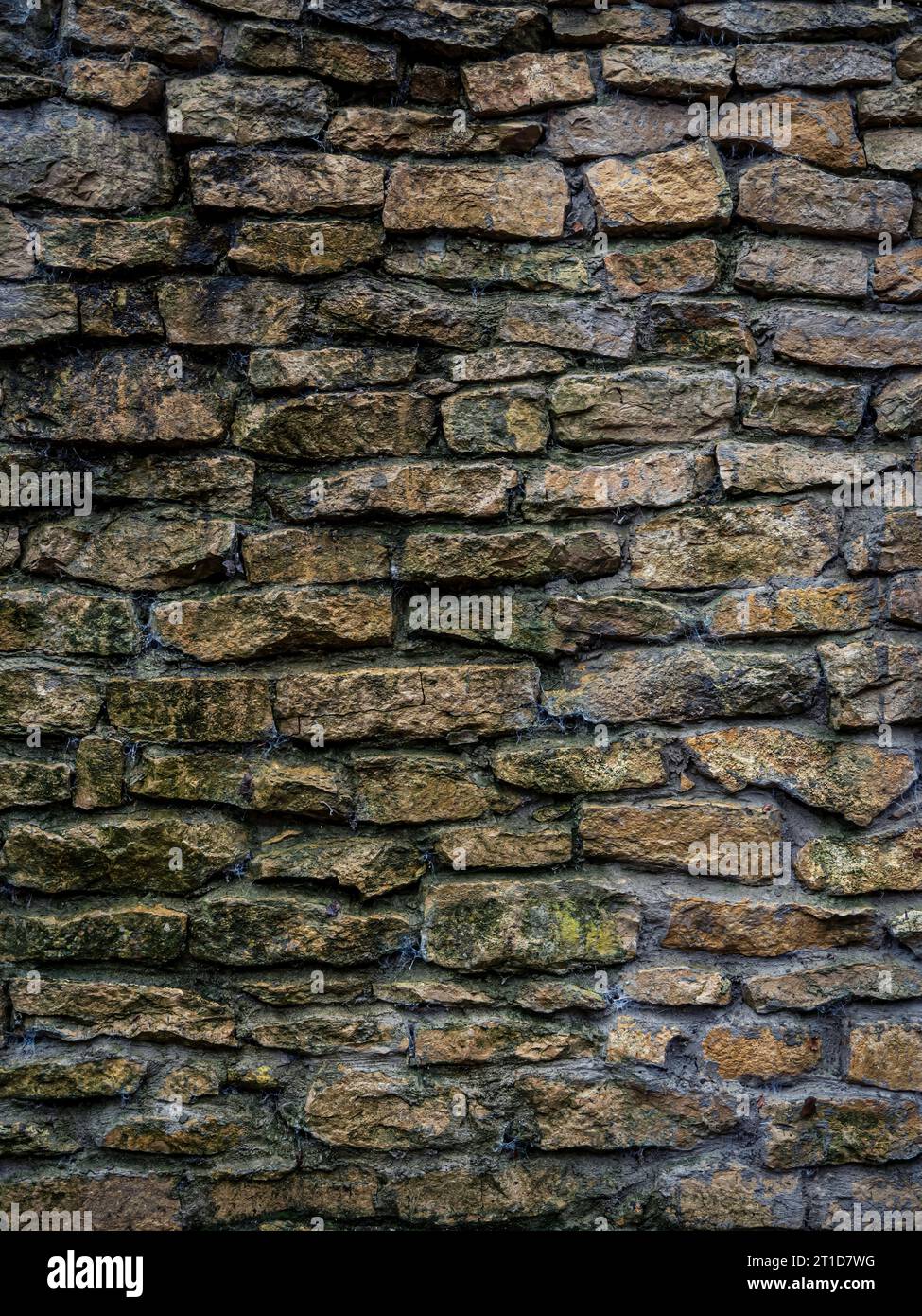 Mossy vintage stone wall texture with dirt and spider web, background ...