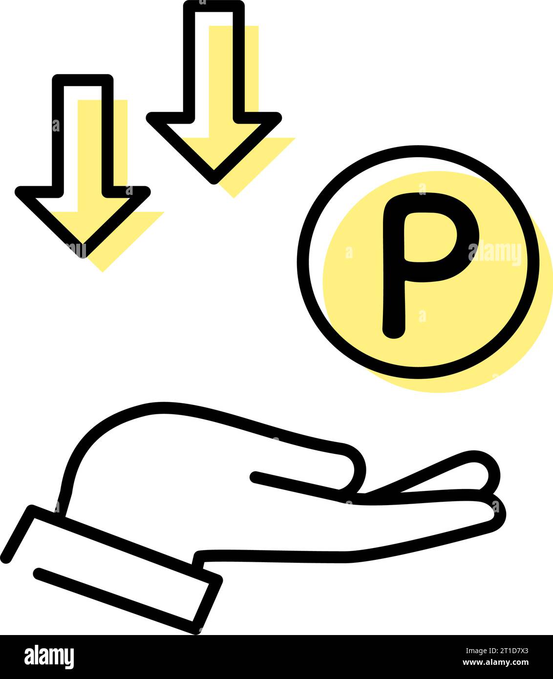 Icon with rewards points loss, simple line drawing illustration, Vector ...