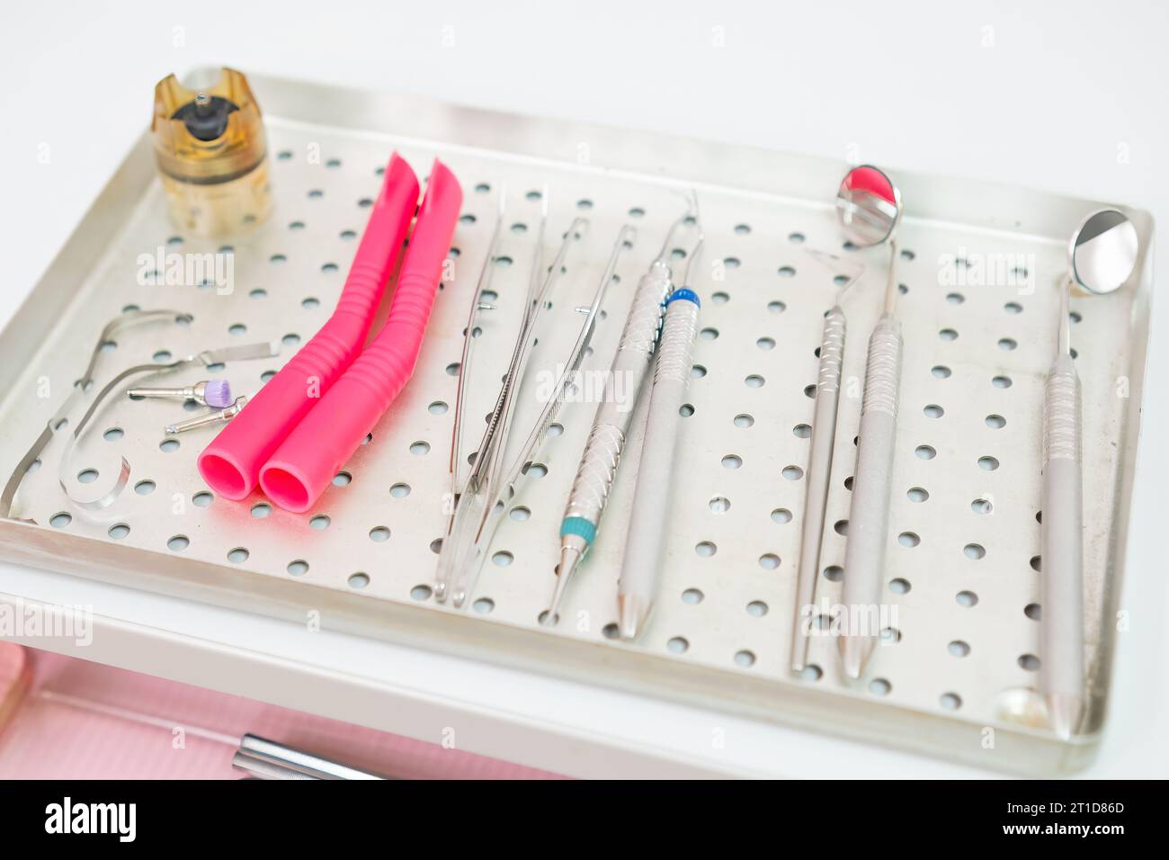 Dental tools for the treatment of teeth in the metal box Stock Photo ...