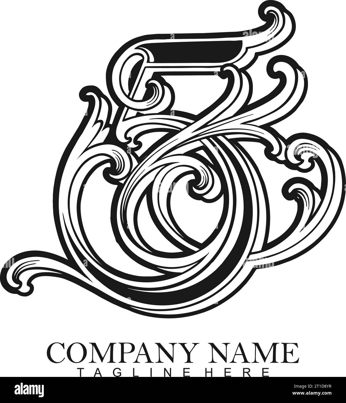 Antique charm vintage number five monogram logo monochrome vector ...