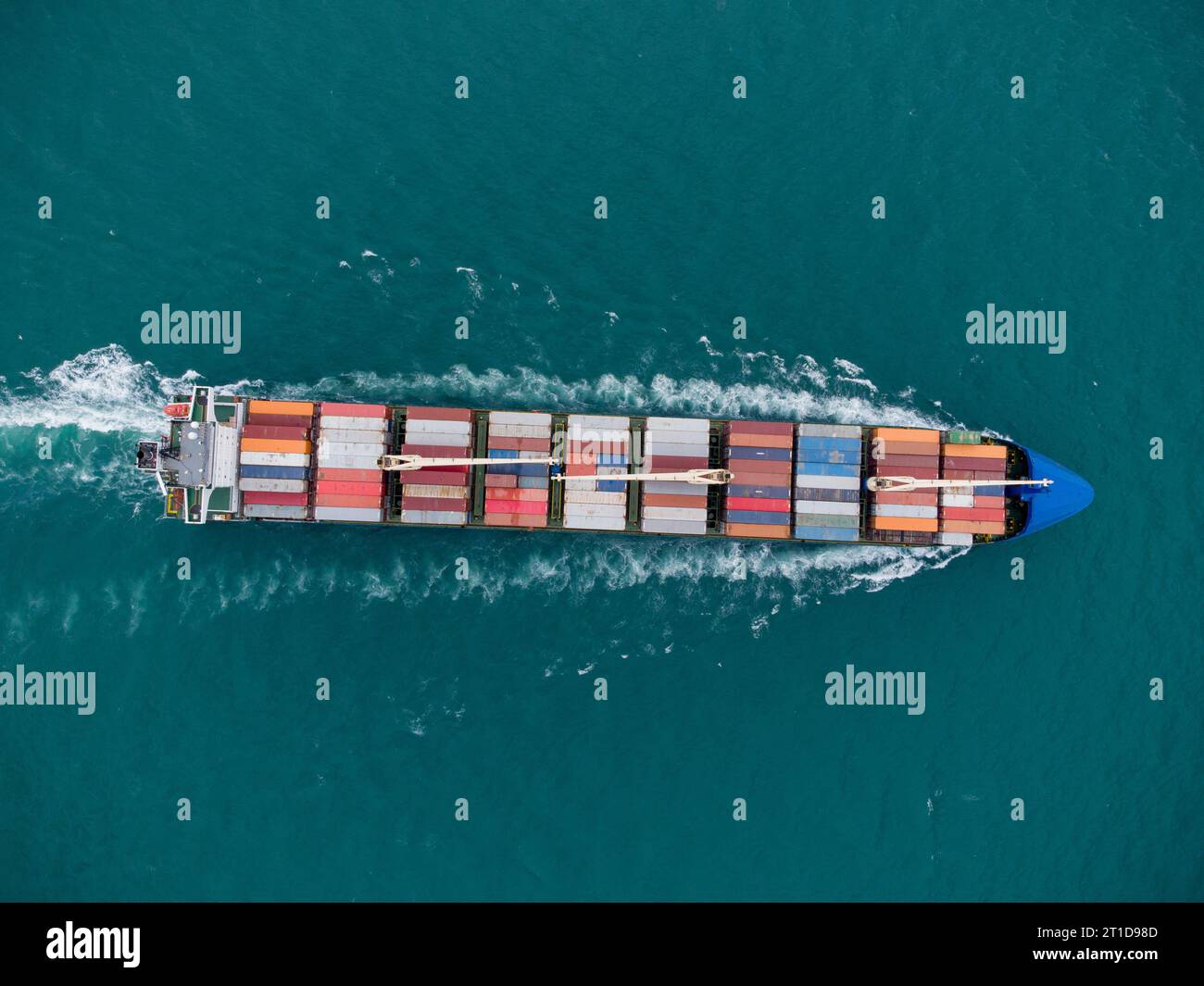 Aerial view of big cargo container ship in the sea Stock Photo - Alamy