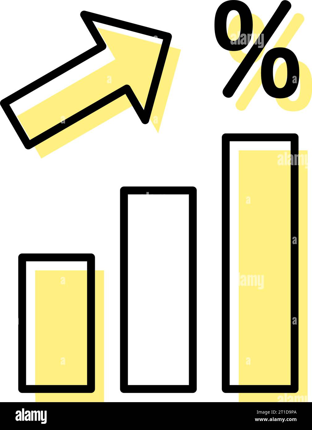 Icons showing interest rates and yield increases, simple line drawing ...