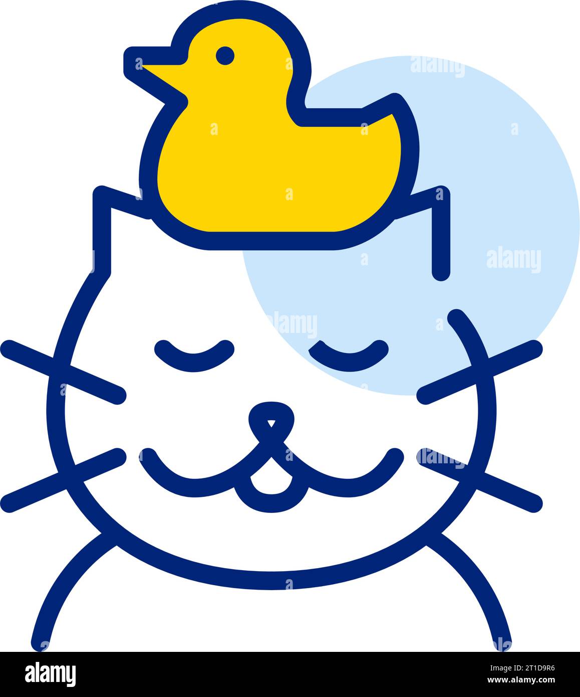 Cat with yellow rubber duck on its head. Enjoying pet spa. Pixel ...