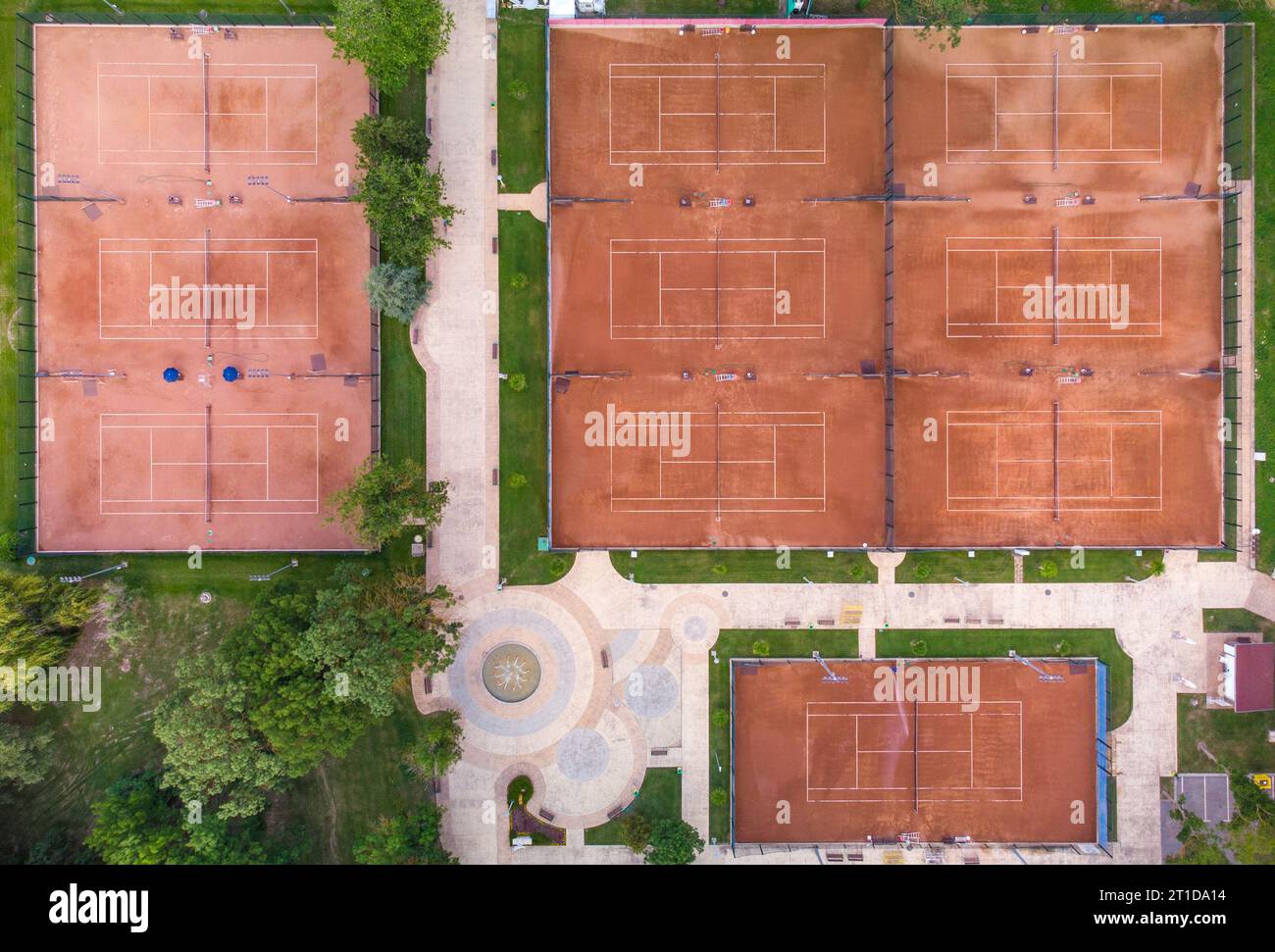 Aerial top view of tennis courts. Public sporting area outdoors from ...