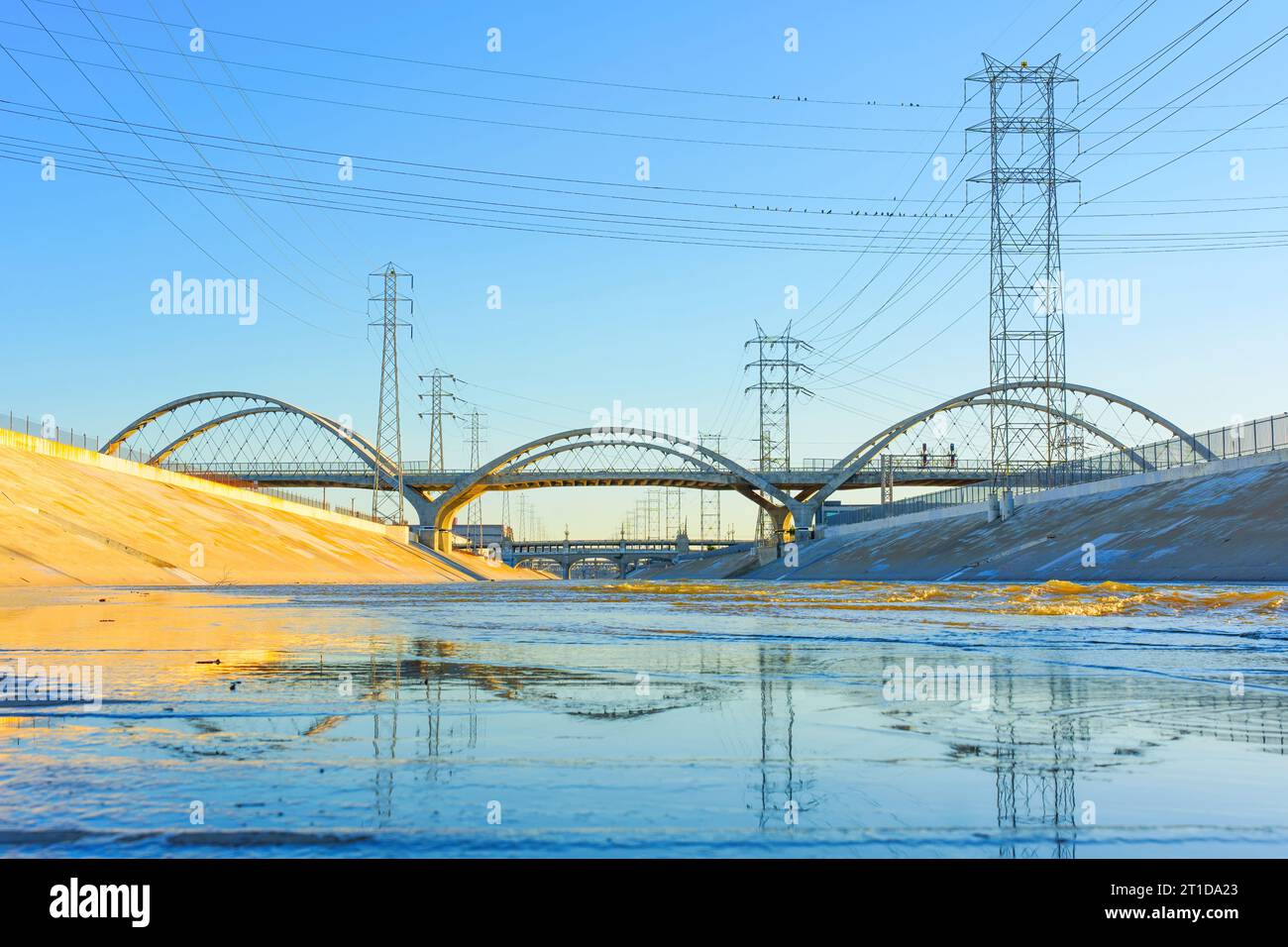 Intricate network of bridges and powerlines stretching across the LA ...
